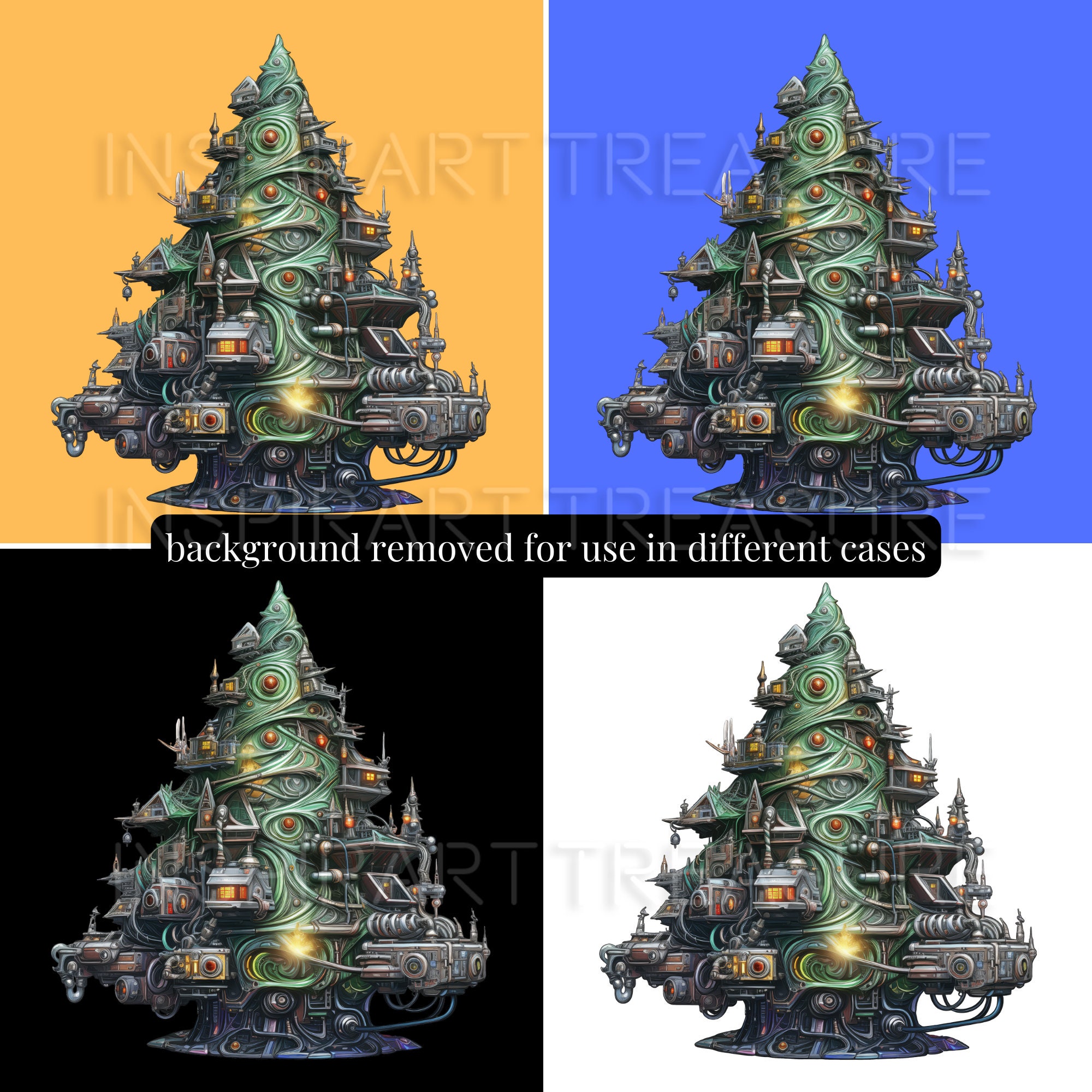 Printable Cyberpunk Christmas Tree, Space-themed Decor, Hi-tech Lover's ...