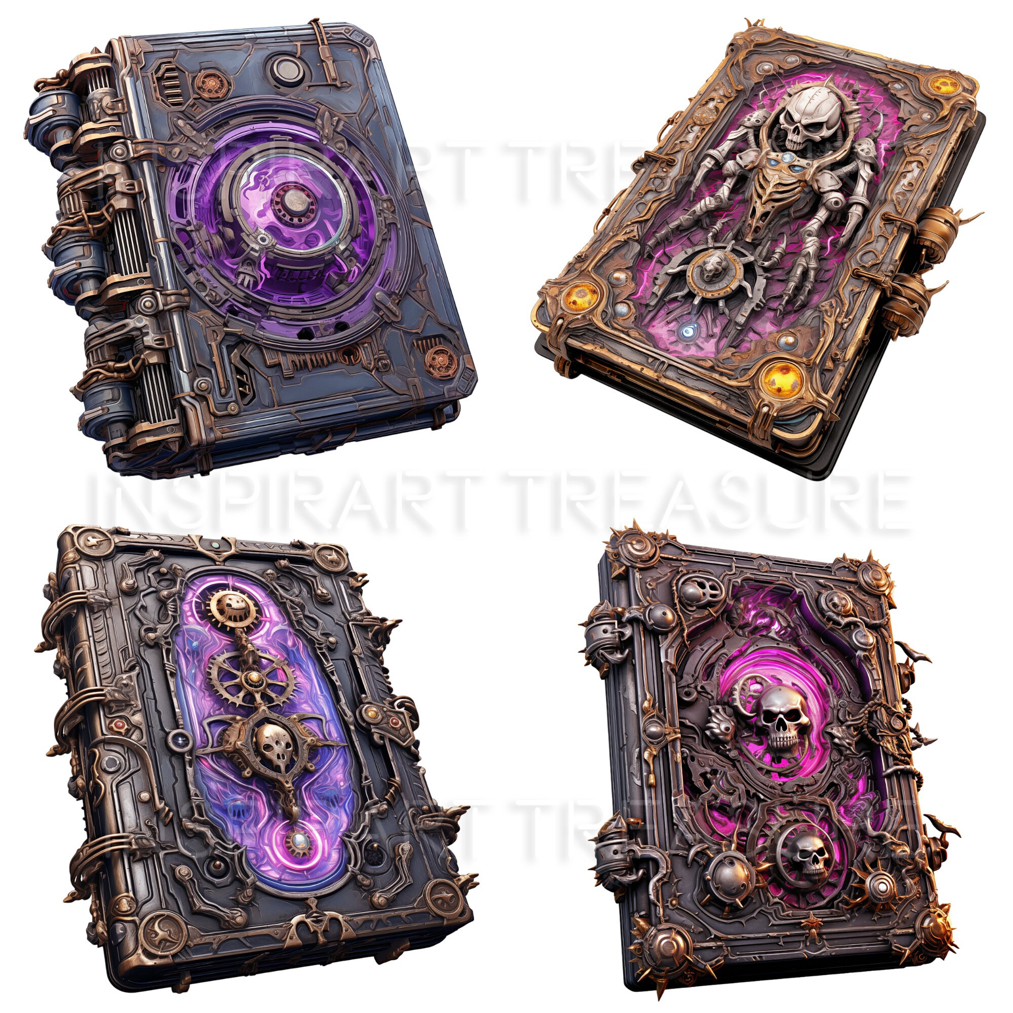 Printable Magic Spellbook 02, Fantasy Witchcraft Clipart, Digital ...