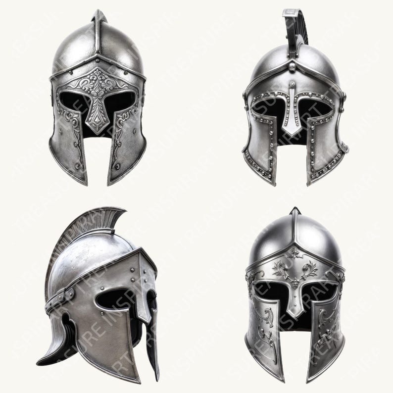 Fantasy Medieval Helmet Clipart Silver Warrior Helmet PNG Printable ...