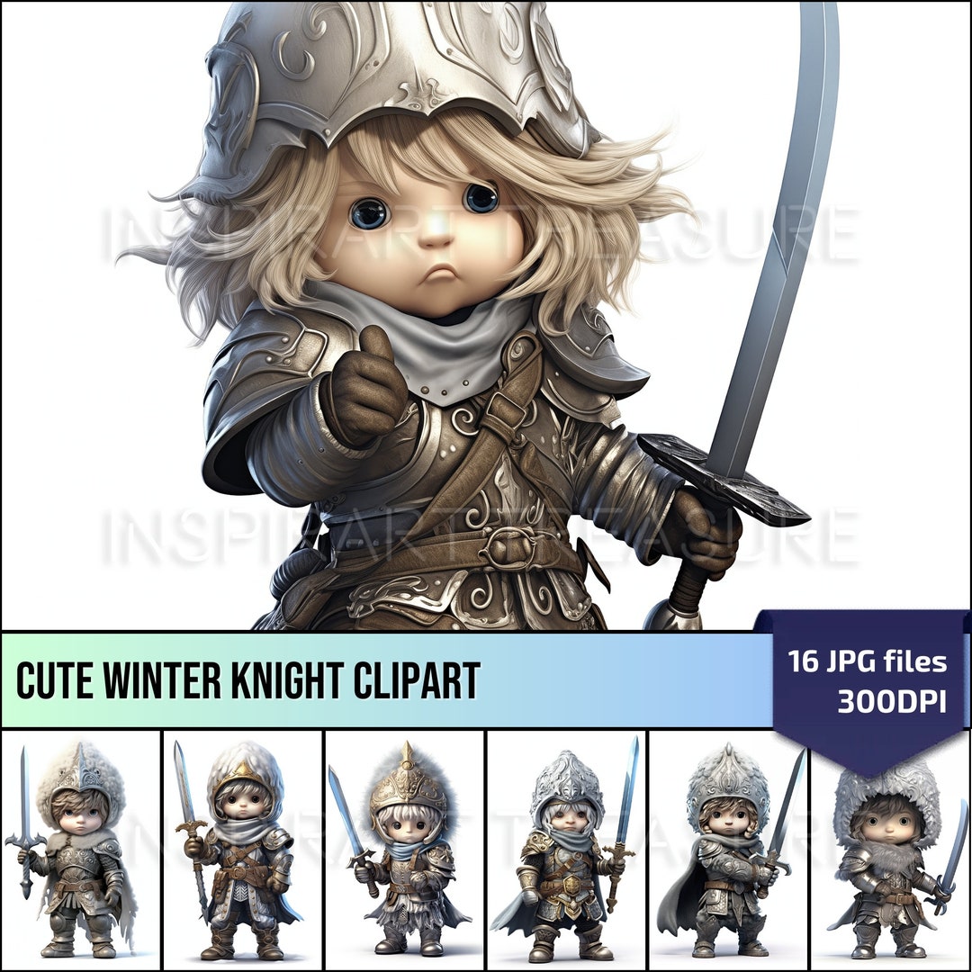 Cute Winter Knight JPG Bundle, Adorable Knight Clipart for DIY Projects ...