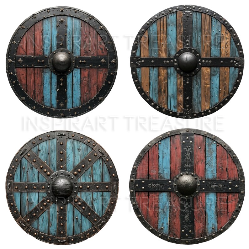 Viking Shields Clipart, Medieval Wooden Round Shield PNG for DIY ...