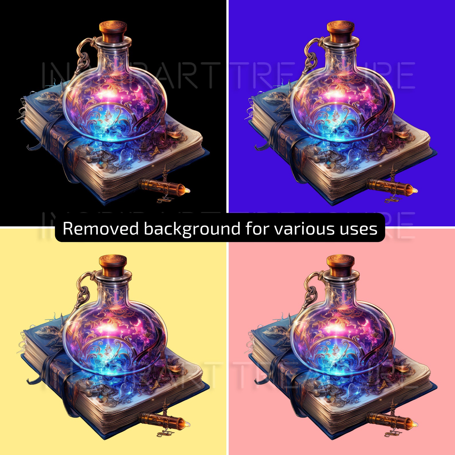 Mystic Potion Bottles Clipart PNG, Witchcraft Alchemy Bottles, Digital ...