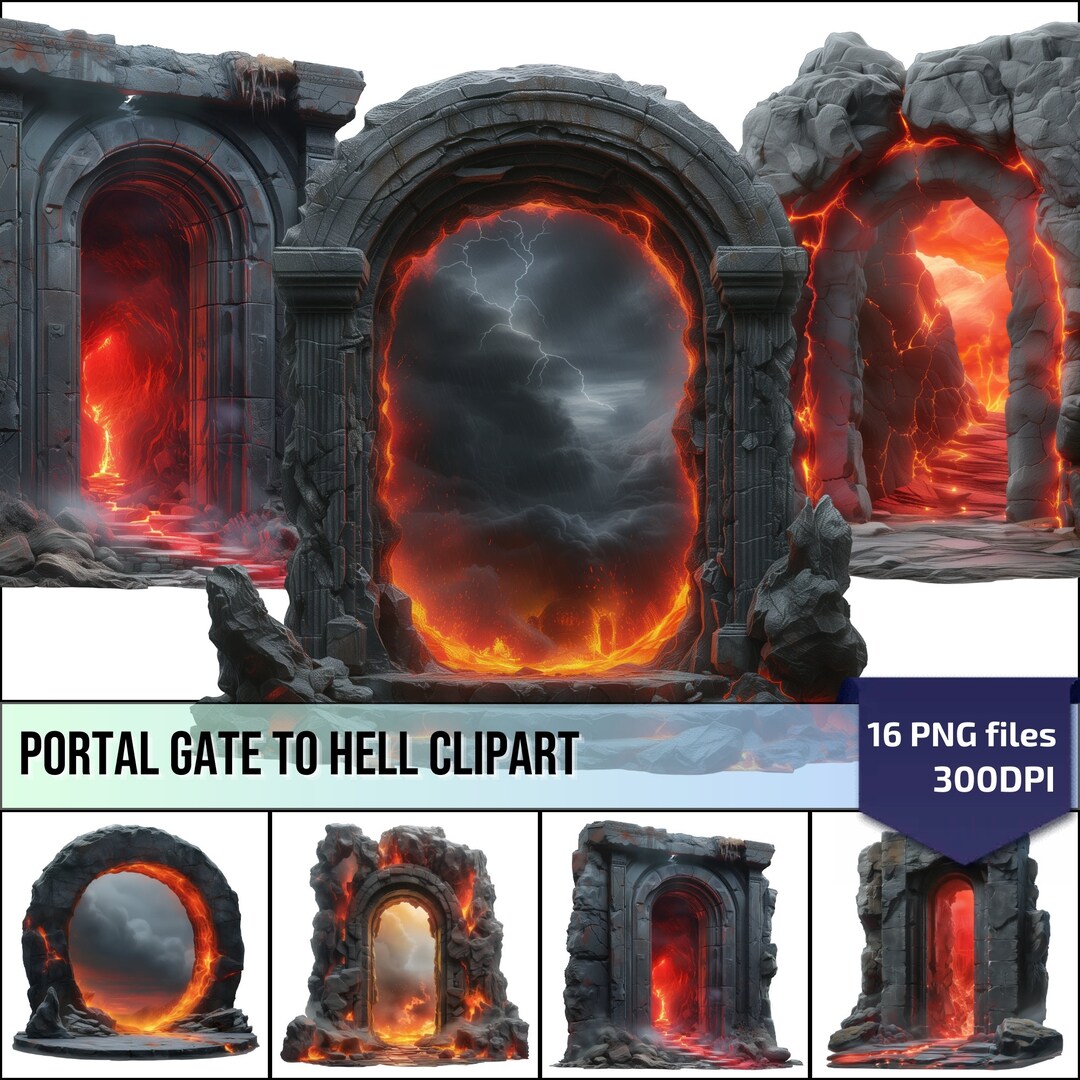 Hell Gate Clipart Print for DIY Projects, Dark Magic Journal Accessory ...