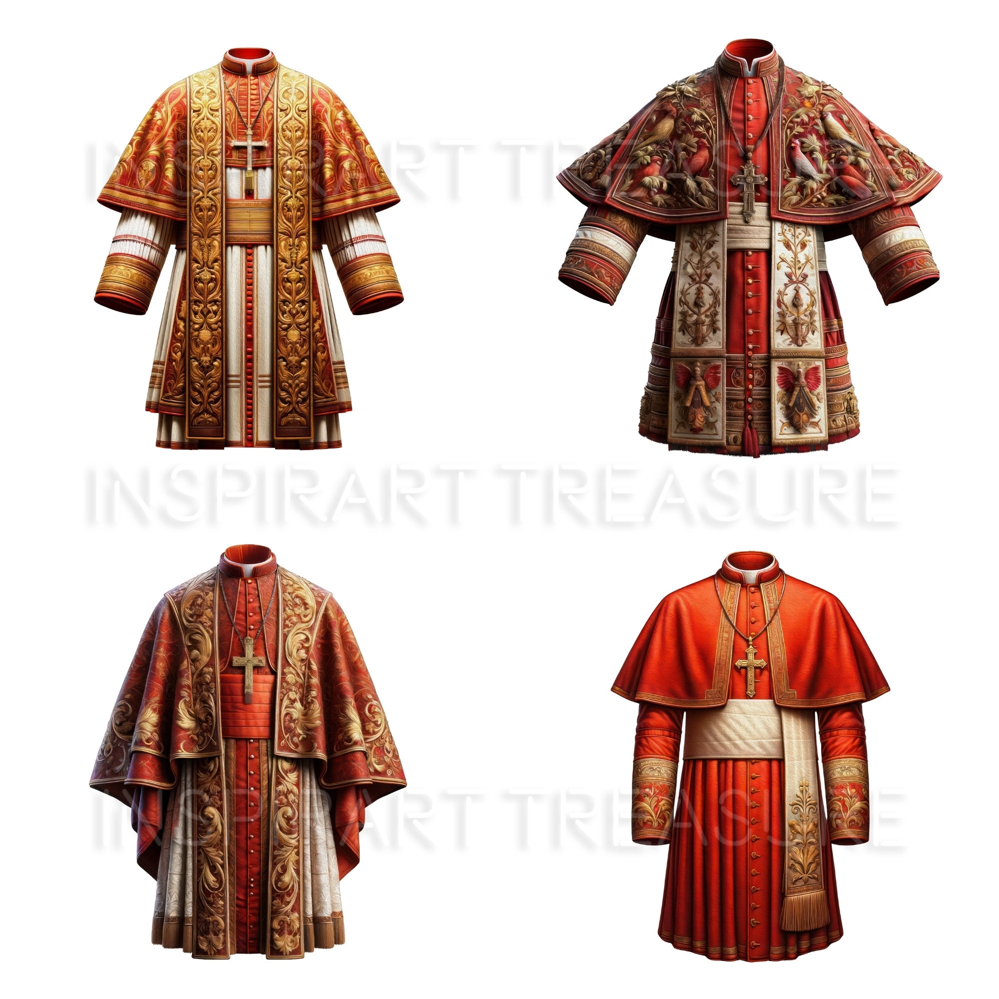 Cardinal Ceremonial Robe Clipart Pope Robe Art Fantasy Priest Dress for ...