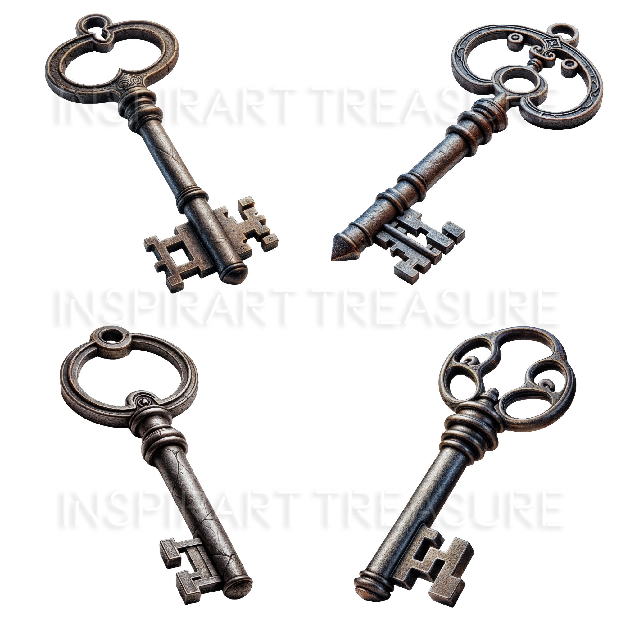 Mystical Key Clipart Antique Key Printable Art Rustic Gate Key Clipart ...