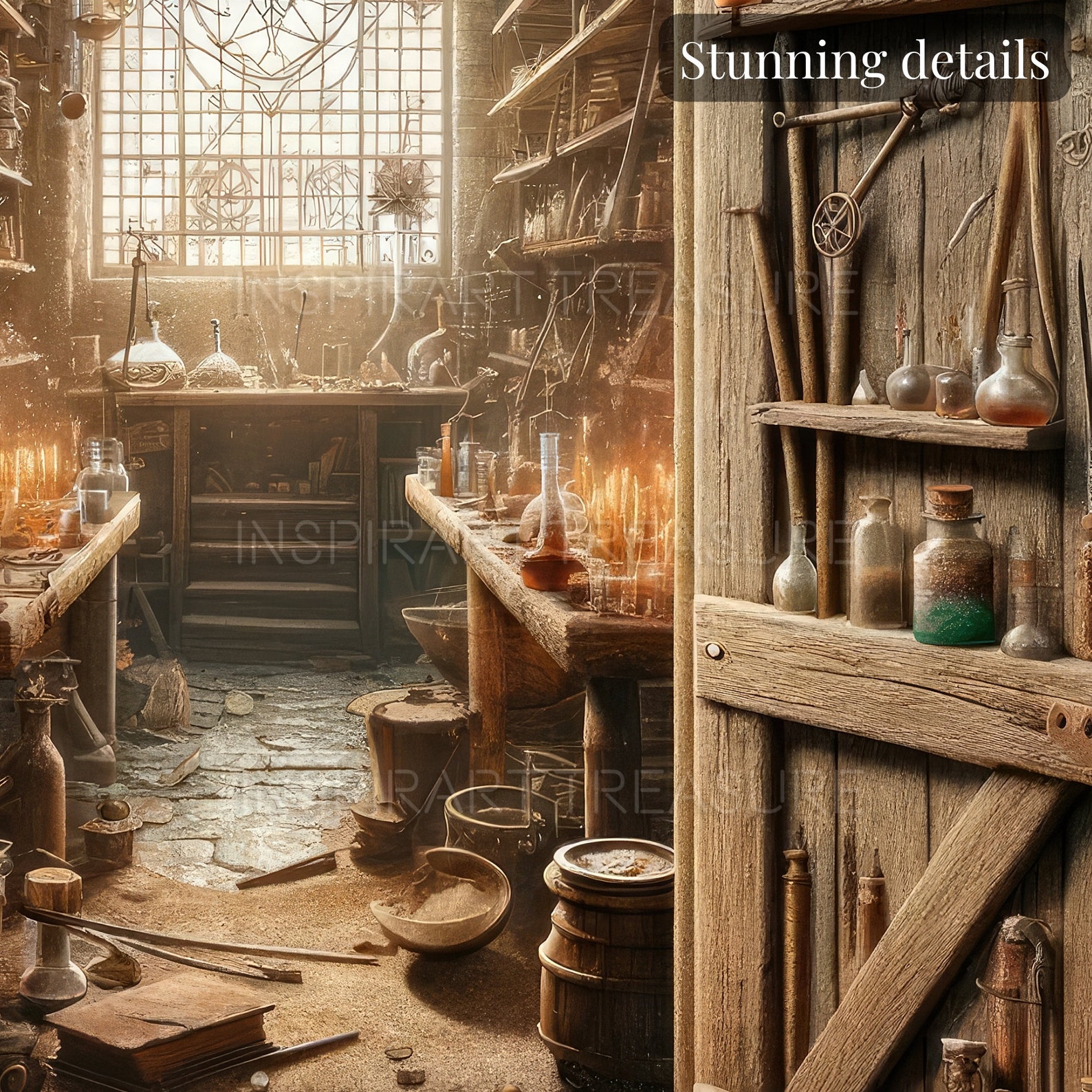 Alchemy Laboratory Clipart, Enchanting Wiccan Art, Ancient Mystic Lab ...