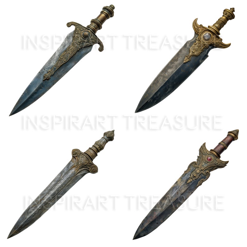 Fantasy Dagger Clipart Bundle, Medieval Dagger Designs for DIY Projects ...