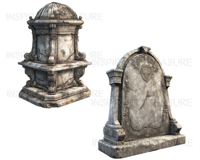 Vintage Headstone Clipart, Gothic Graveyard Imagery, Halloween Craft ...