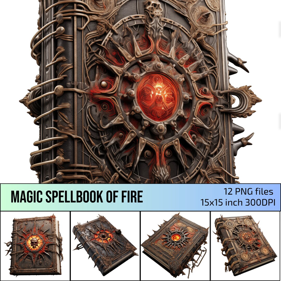 Printable Magic Spellbook 03, Fantasy Witchcraft Clipart, Digital Scrapbook, Mystic Paper Kit ...