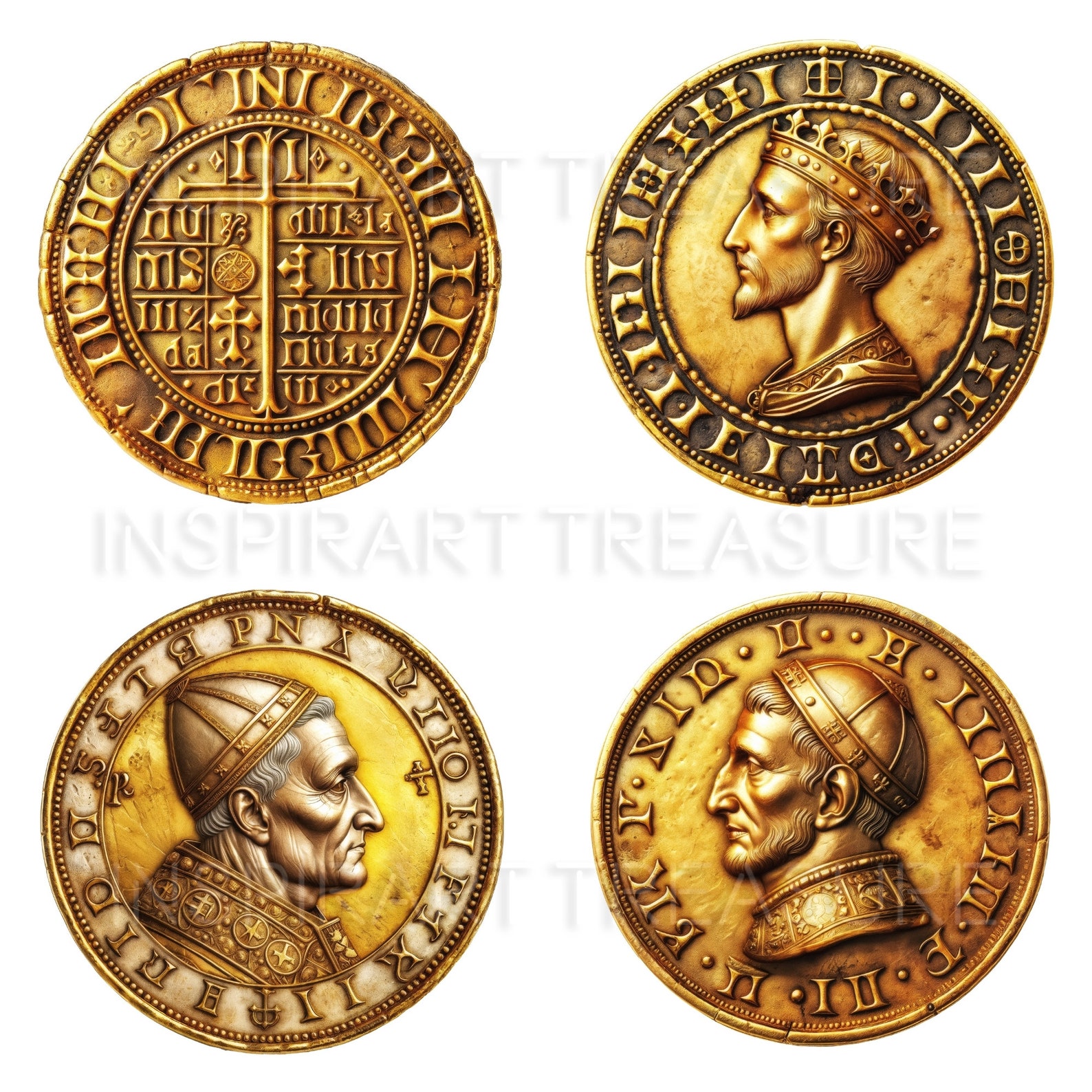 Fantasy Gold Coins Clipart, DND Coins Gold PNG Fantasy Currency Art ...