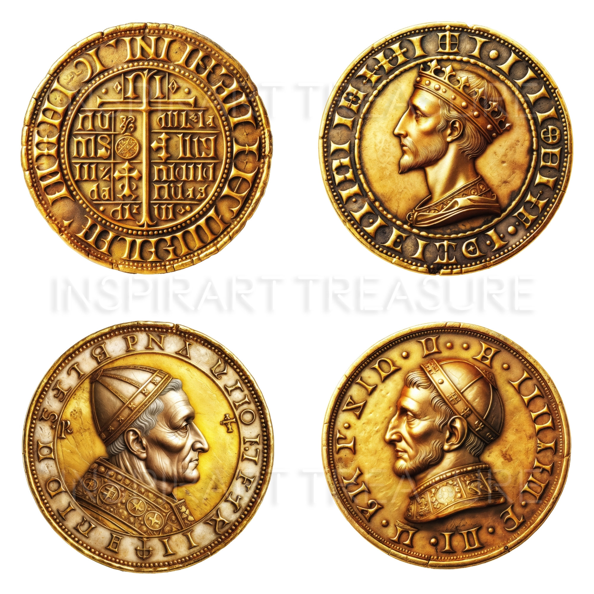 Fantasy Gold Coins Clipart, DND Coins Gold PNG Fantasy Currency Art ...