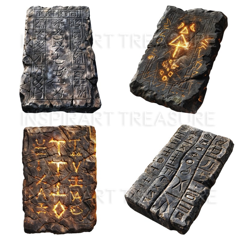 Mystical Runestone Clipart, Ancient Magic Item Clipart Medieval Fantasy ...