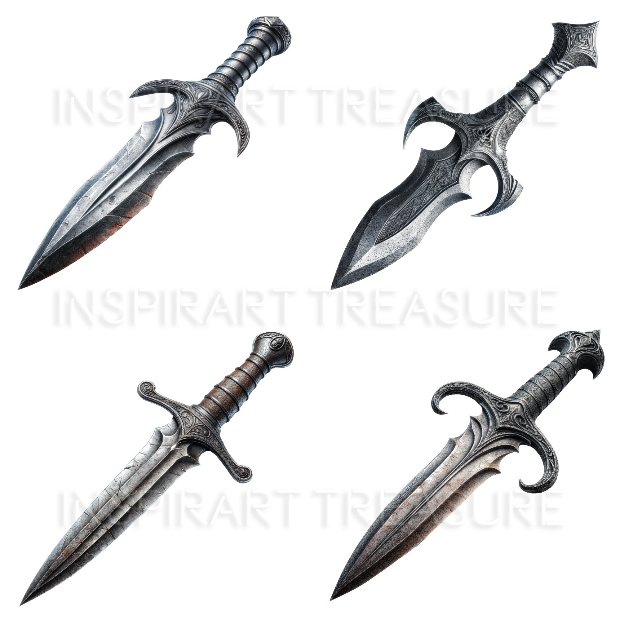 Fantasy Iron Dagger Clipart Bundle, Medieval Dagger Designs for DIY ...