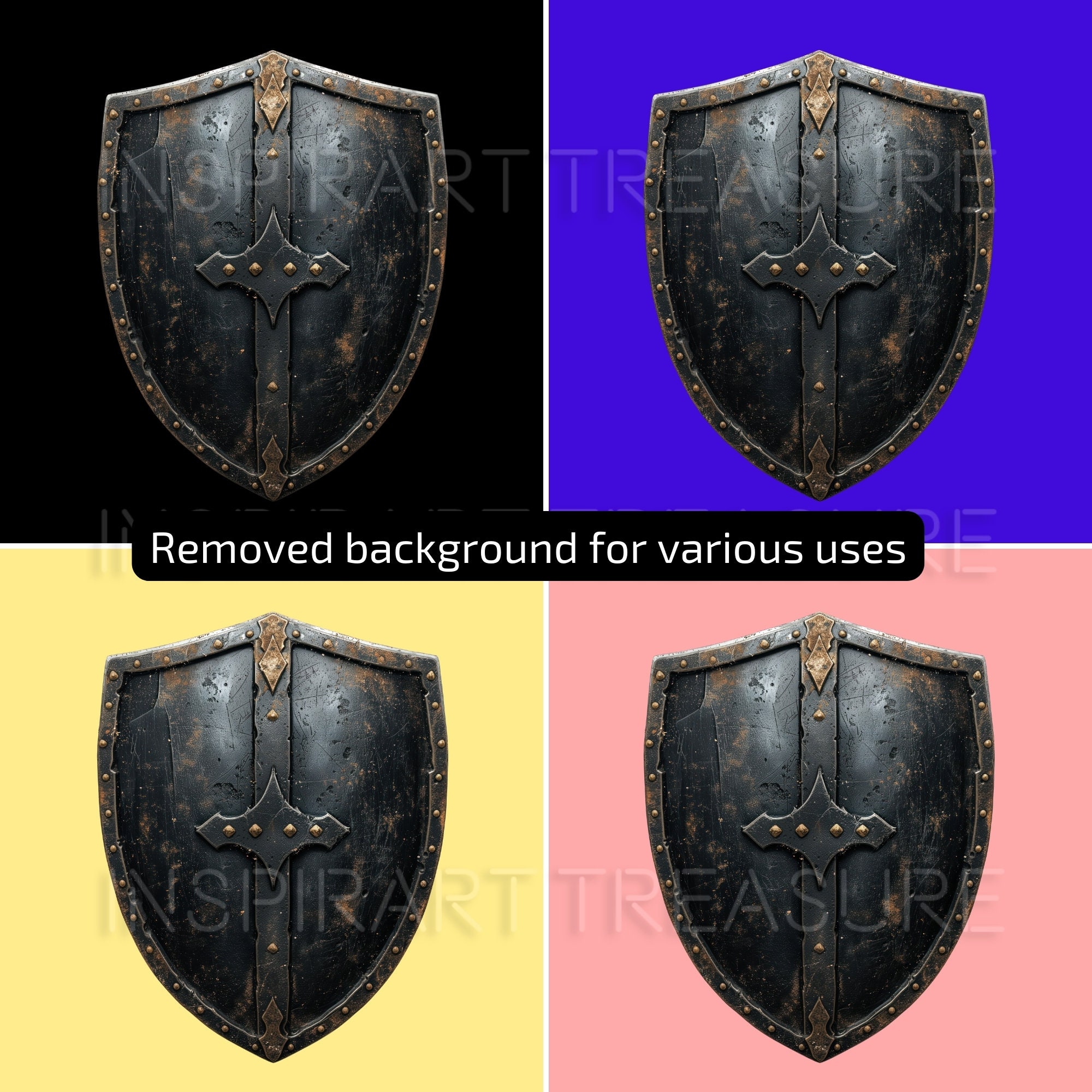Black Shield Clipart, Medieval Knight Shield PNG for DIY Projects ...