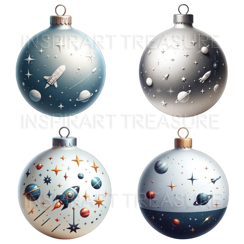 Elegant Christmas Ornament Clipart PNG, Space-themed With Stars ...