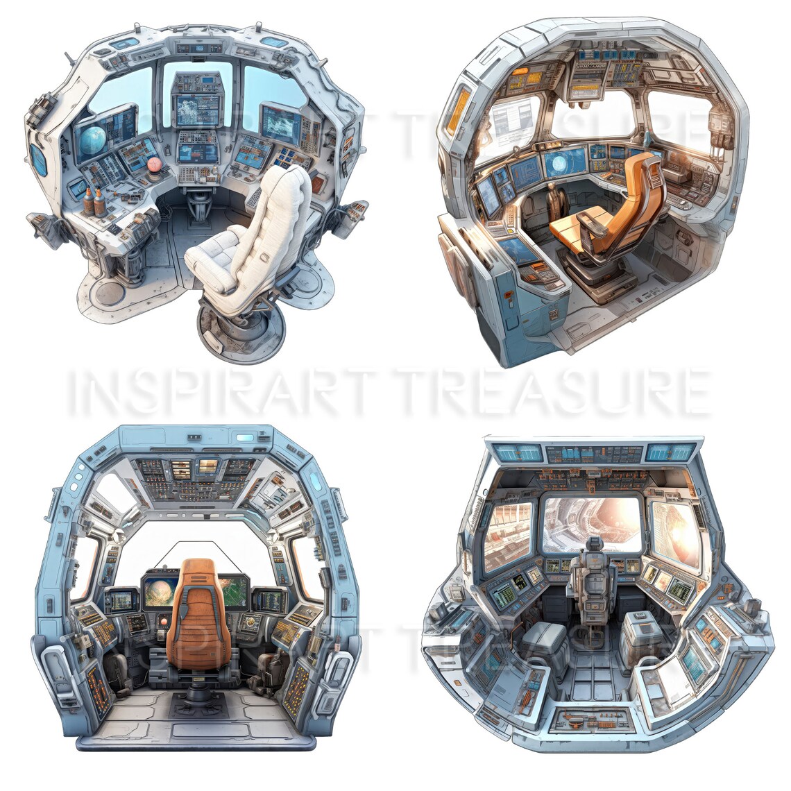 Watercolor Spaceship Cockpit PNG Clipart Spaceship Junk Journal Page ...