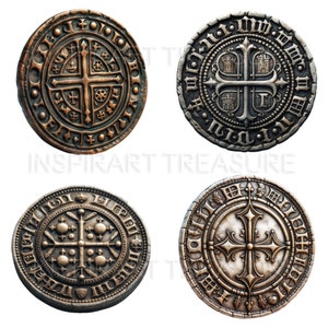 Fantasy Metal Coins Clipart, DND Metal Coin PNG Fantasy Currency Art ...