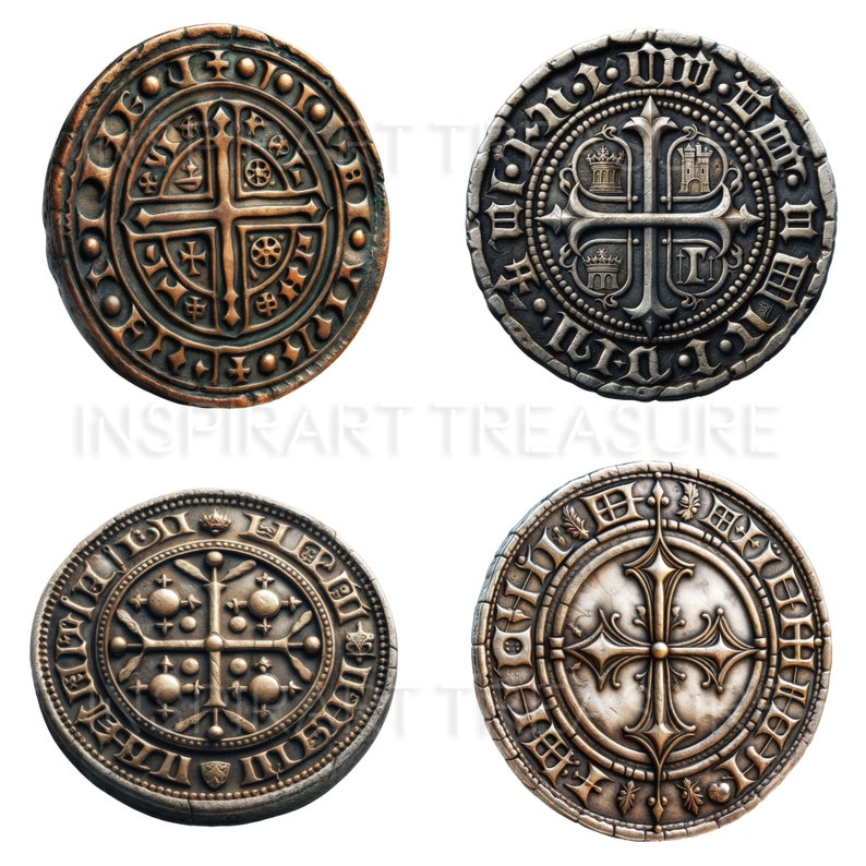 Fantasy Metal Coins Clipart, DND Metal Coin PNG Fantasy Currency Art ...