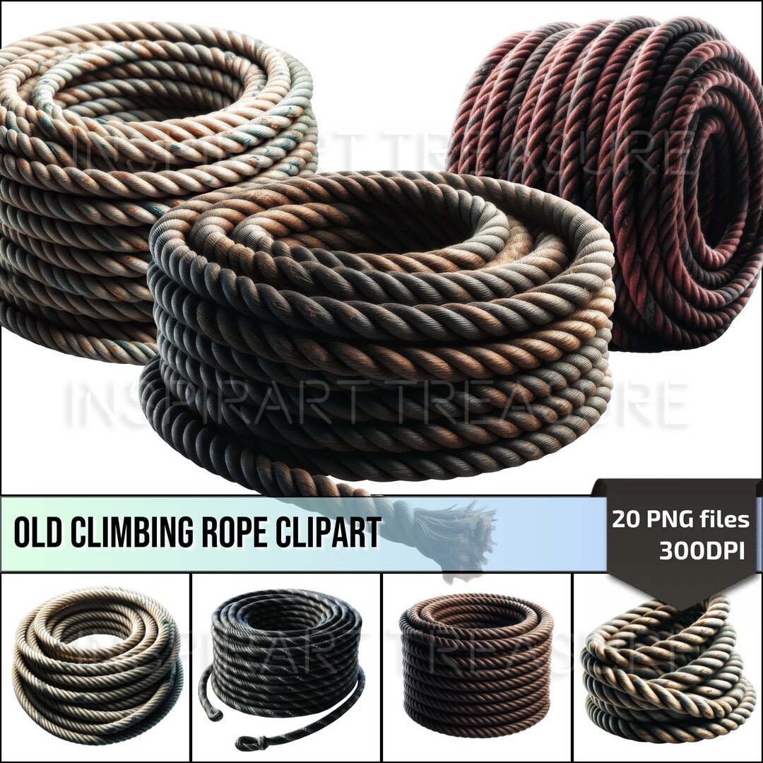 Rustic Climbing Rope Clipart, Climber Gear PNG Kit, Outdoor Adventure ...