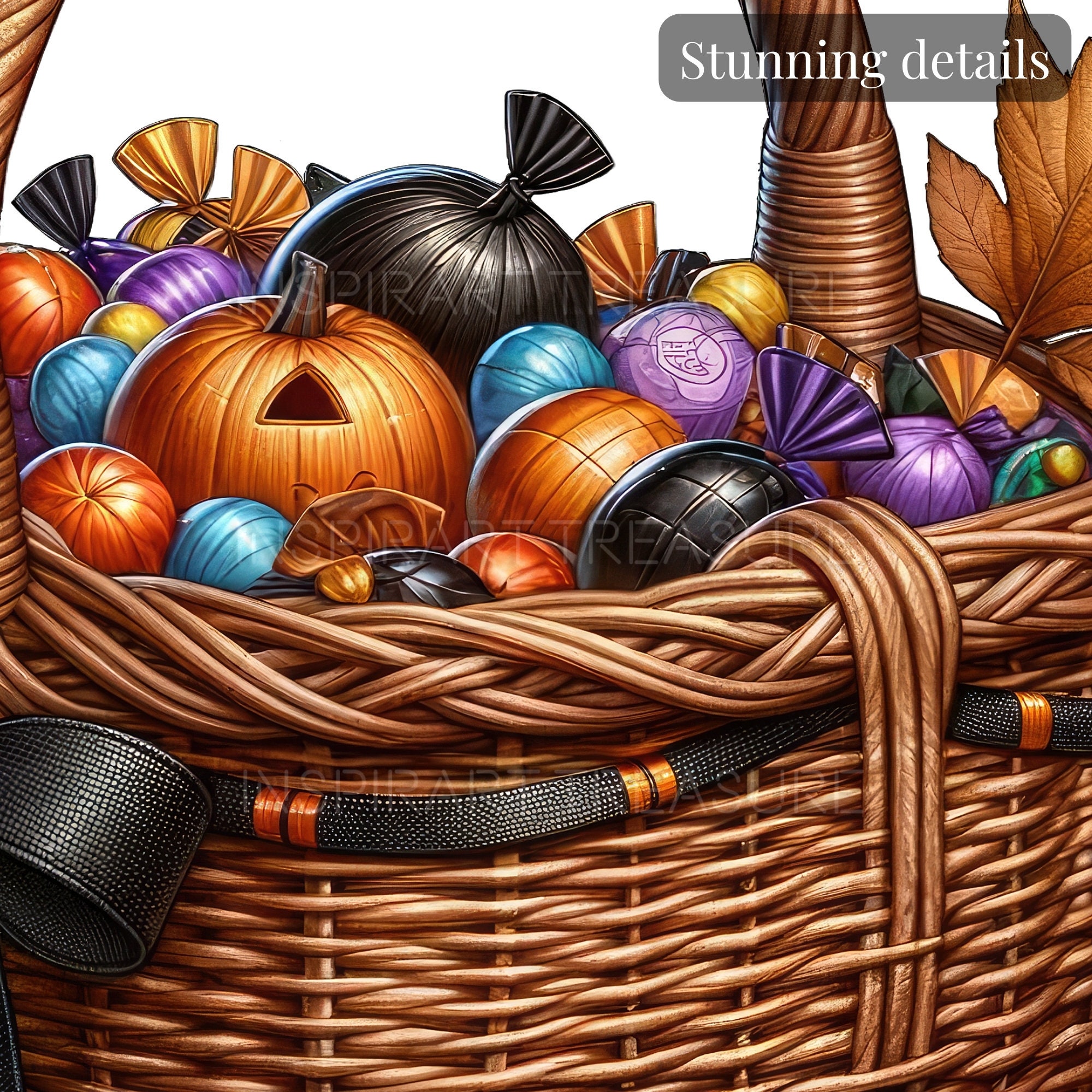 Halloween Wicker Basket Clipart PNG Kit Basket With Pumpkins Digital ...