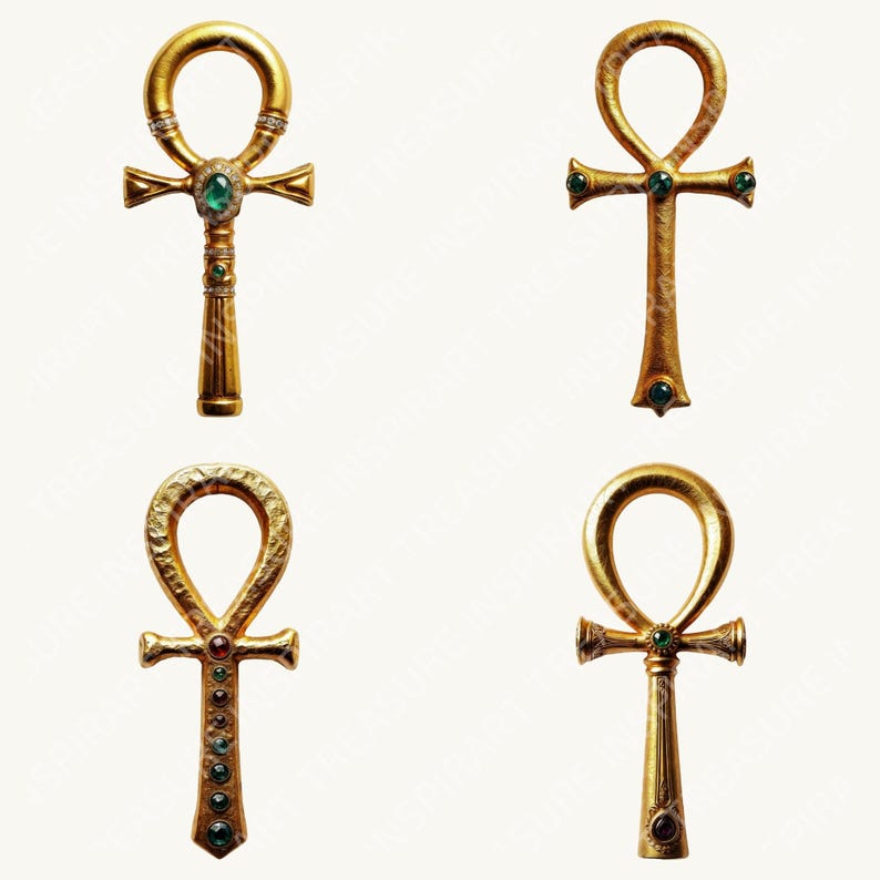 Egyptian Ankh Cross PNG Weathered Iron, Silver, Gold Ankh PNG Set ...