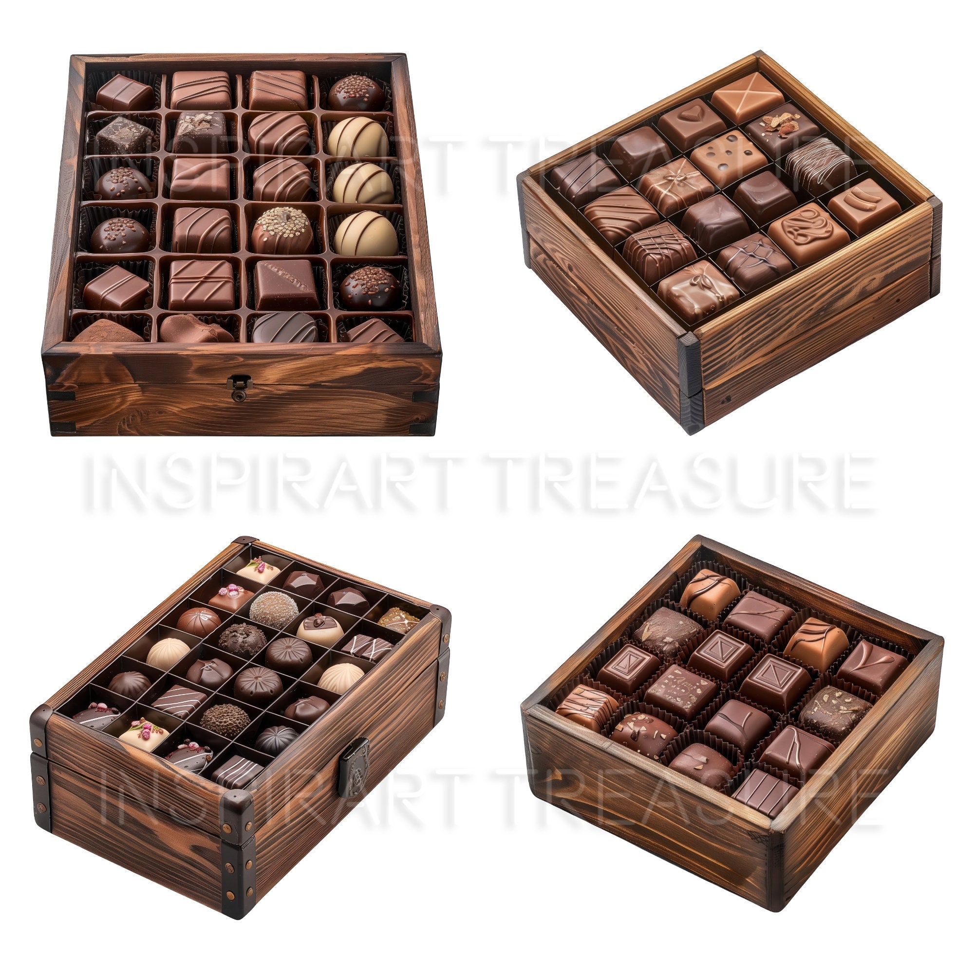 Gourmet Chocolate Box Clipart, Wooden Candy Box for DIY Projects and ...