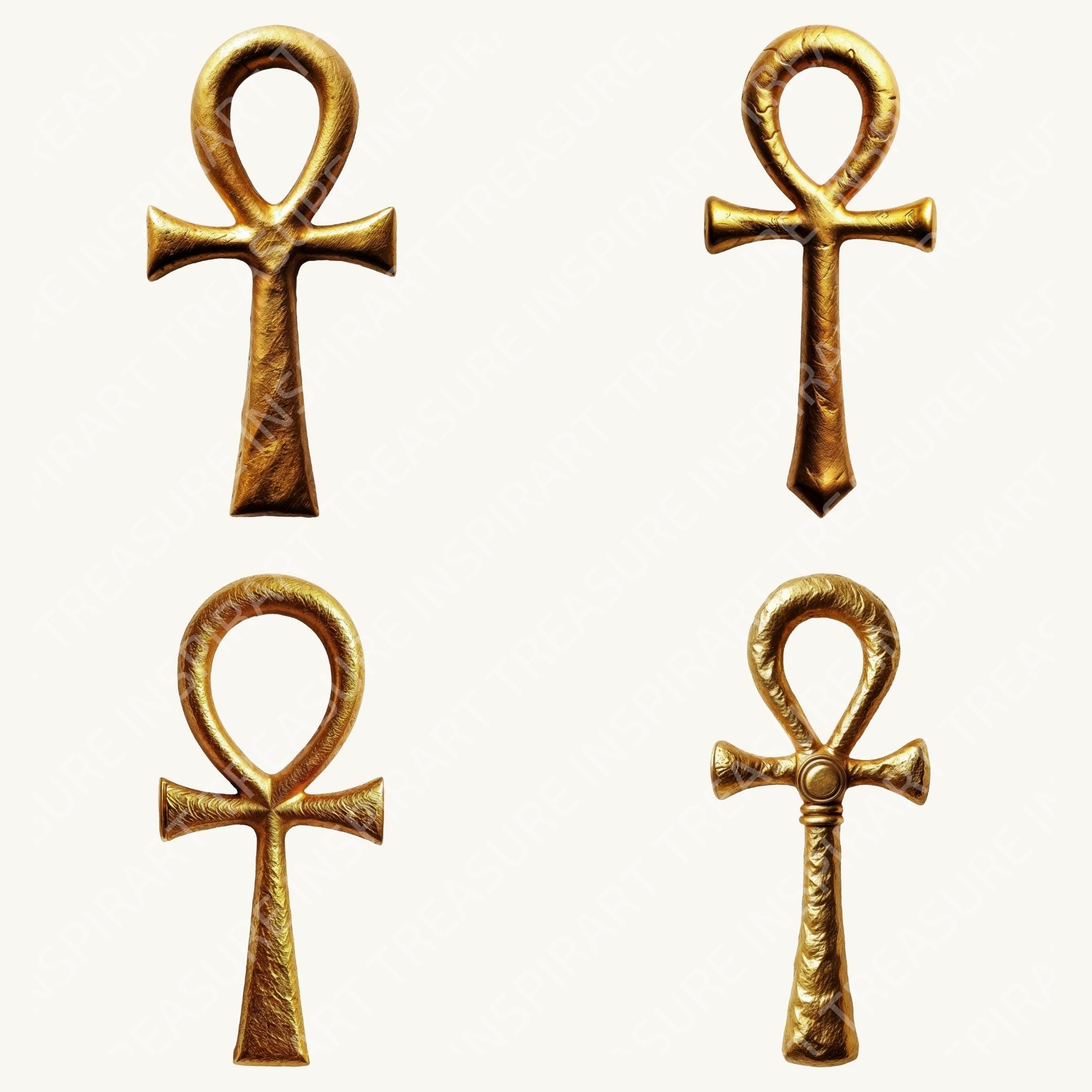 Egyptian Ankh Cross PNG Weathered Iron, Silver, Gold Ankh PNG Set ...
