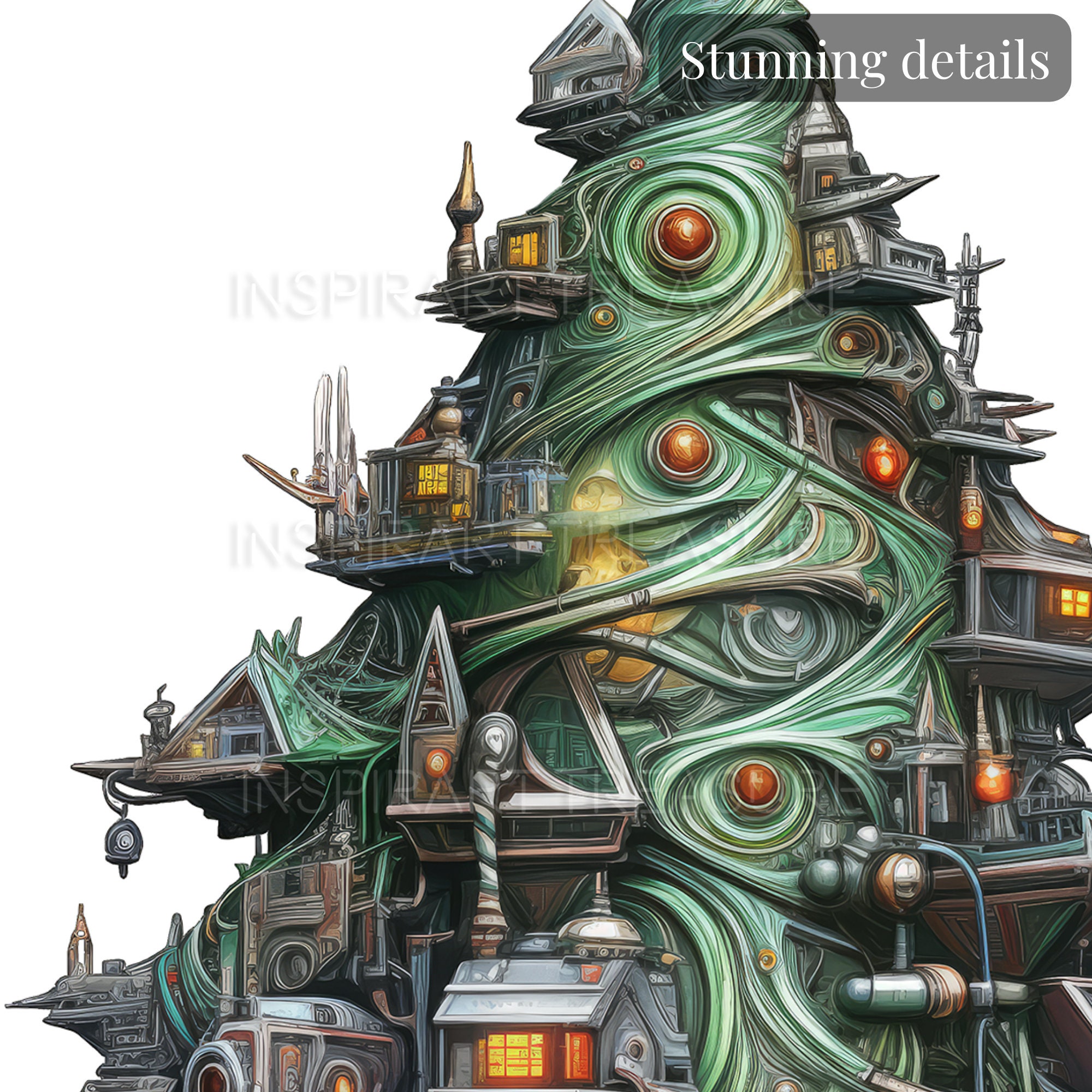 Printable Cyberpunk Christmas Tree, Space-themed Decor, Hi-tech Lover's ...