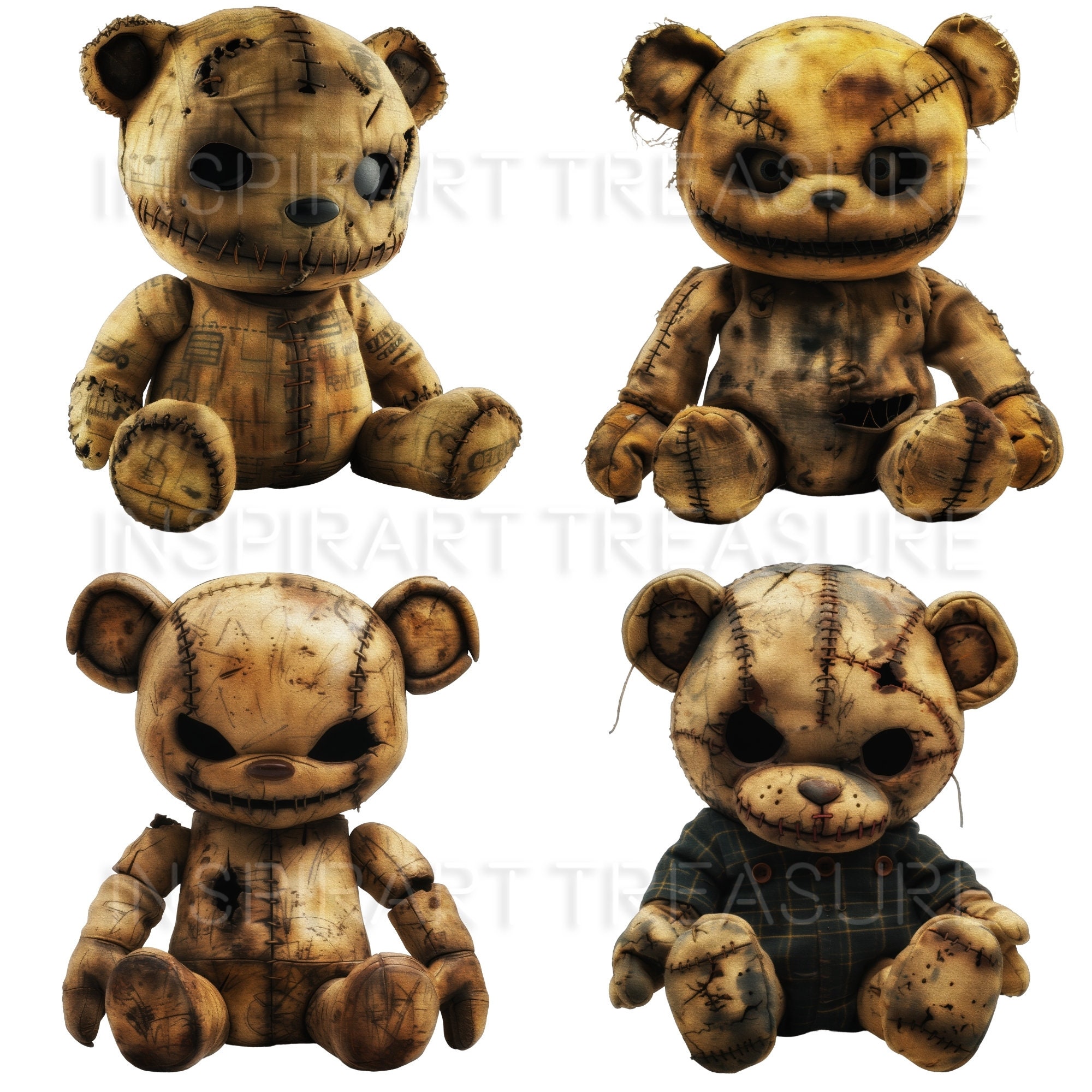 Creepy Teddy Bear Clipart, Horror Toy Artwork, Scary Teddy Bear Art ...
