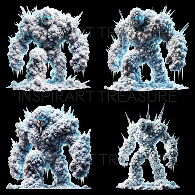 Snow Ice Golem Clipart, Mythical Creature PNG Fantasy Scrapbook Kit ...