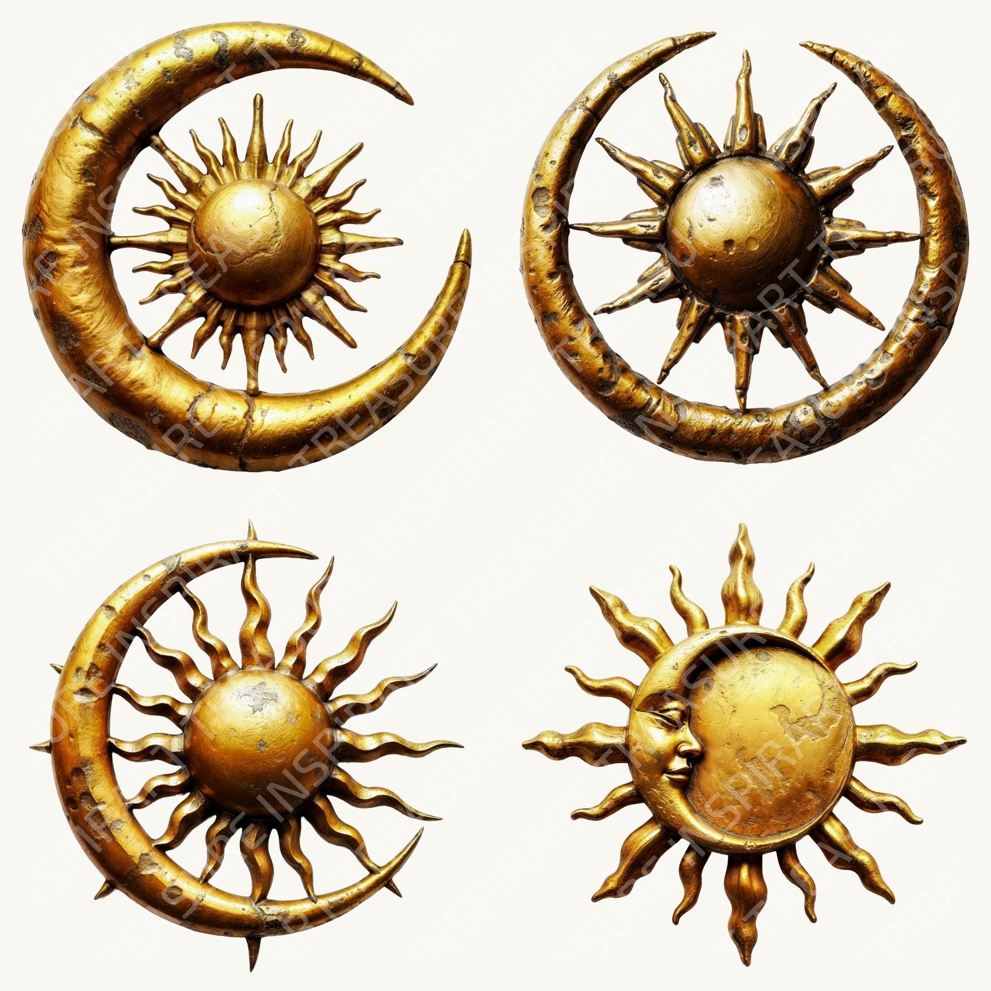 Celestial Sun and Moon PNG Clipart Crescent Moon Sun Moon PNG Print ...