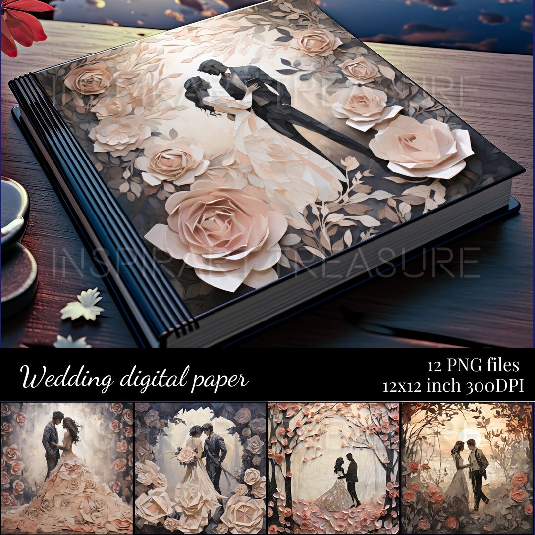 Printable Romantic Wedding Roses Art, Love Paper Kit, Paper Art Junk ...