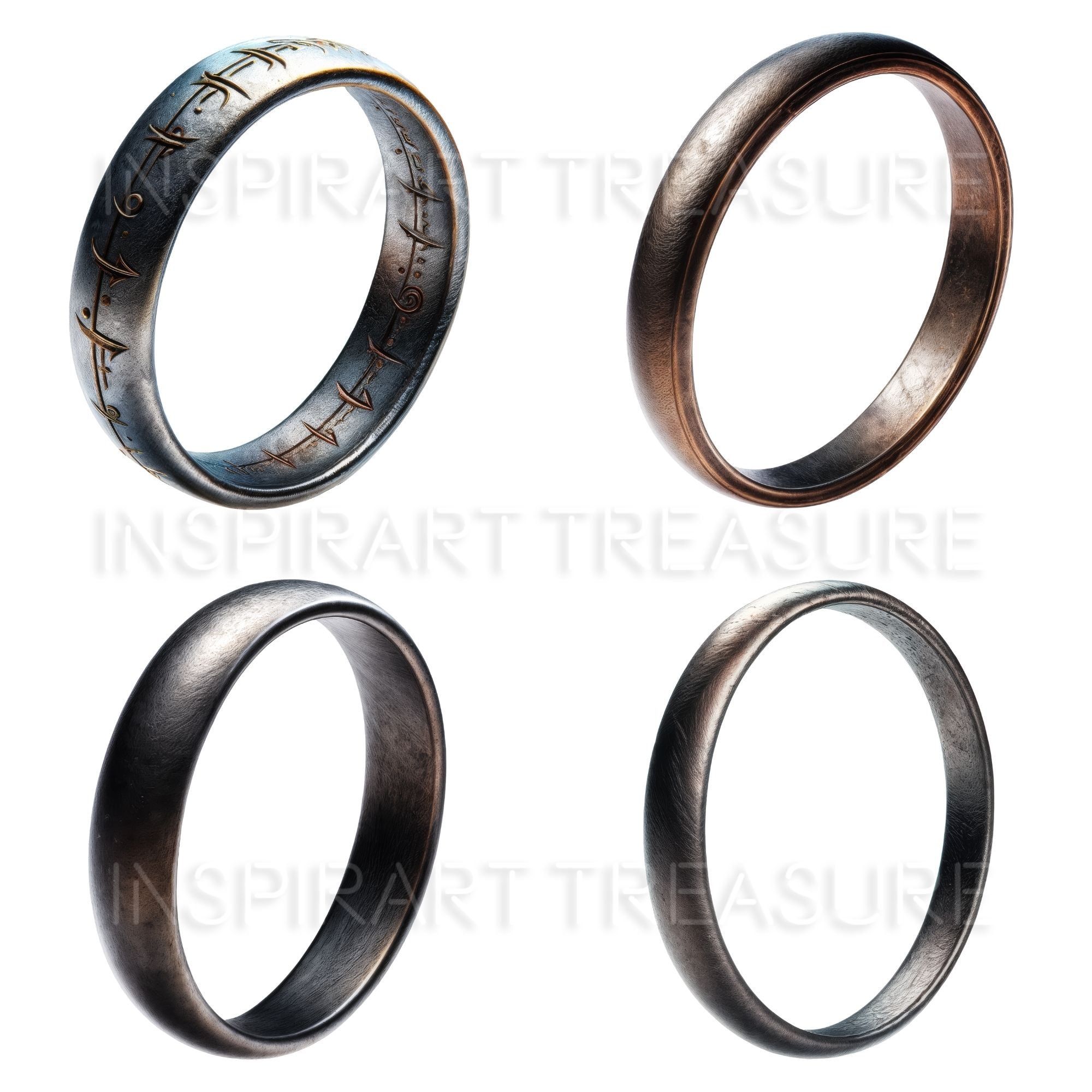 Fantasy Metal Ring Clipart Set, Magic Ring Clipart PNG Simple Iron ...