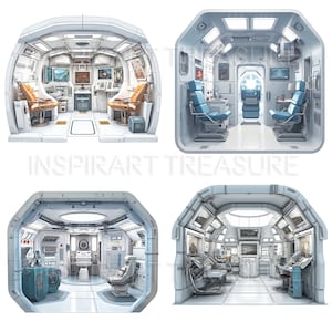 Sci-fi Clipart Space 02, Watercolor Spaceship Interior Clipart ...
