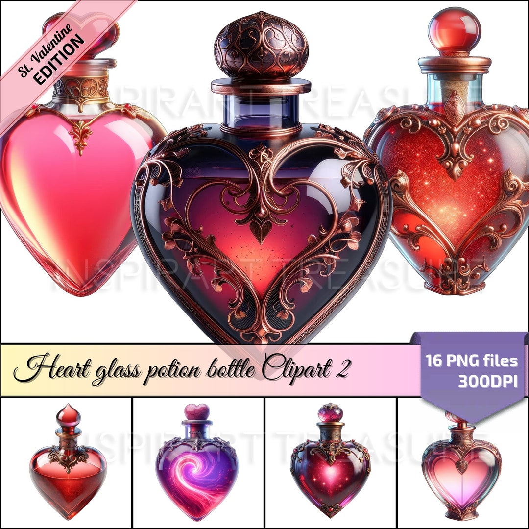 Whimsical Love Potion Bottle Clipart, Magical Potion Bottle, Digital ...