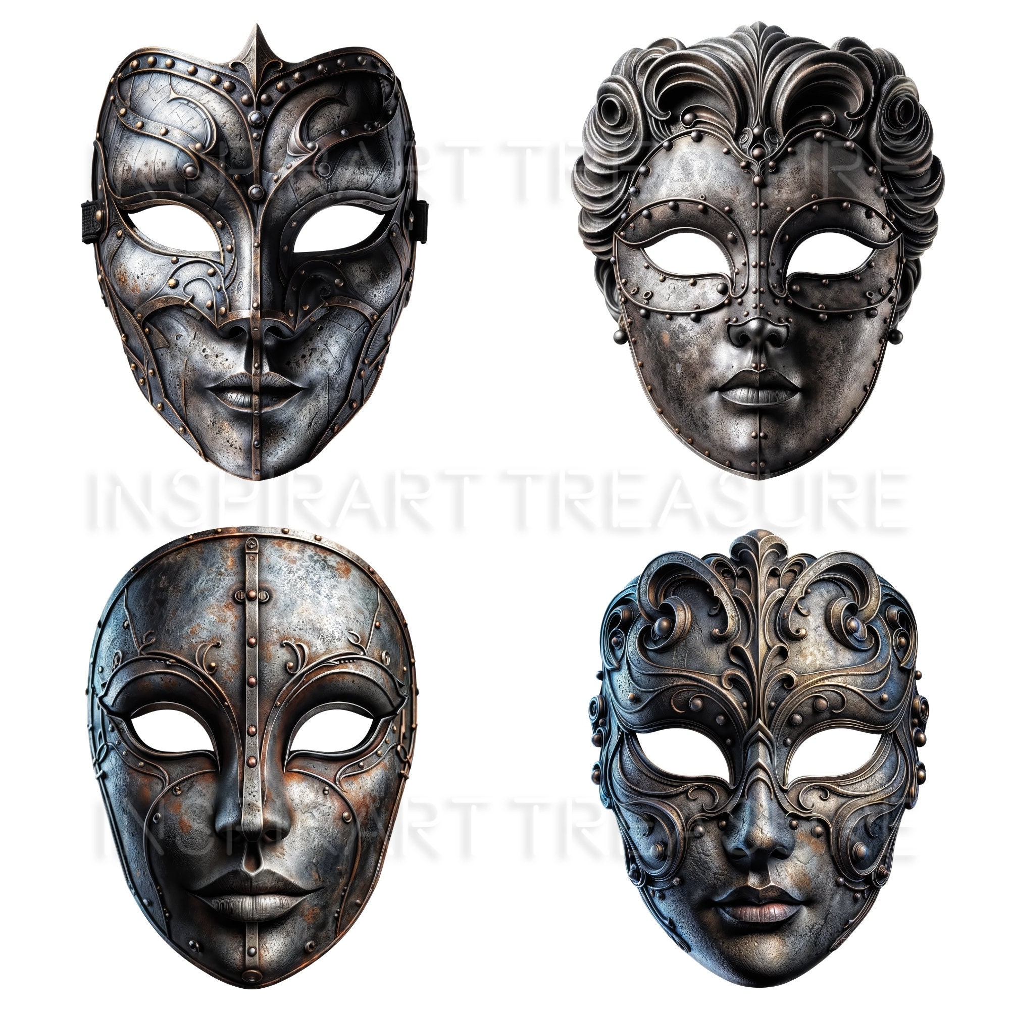 Iron Masquerade Mask Clipart PNG Carnival Masks for Woman, Ideal for ...