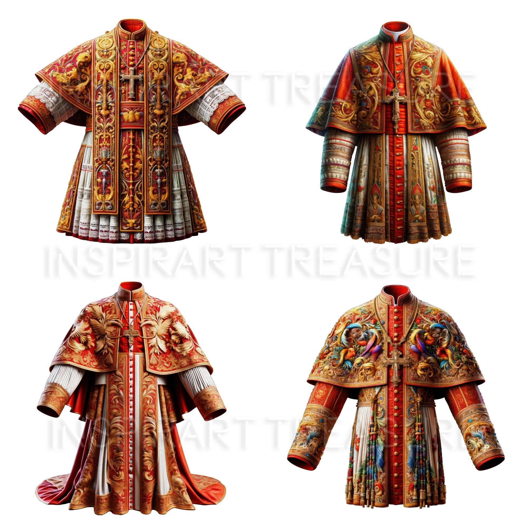 Cardinal Ceremonial Robe Clipart Pope Robe Art Fantasy Priest Dress for ...