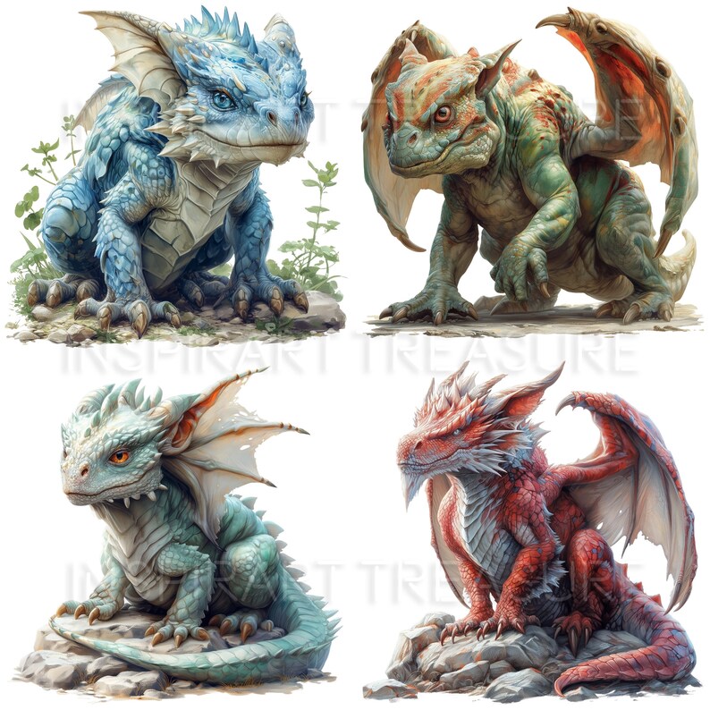 Fantasy Dragon Clipart, Enchanted Magical Dragons Art, Mythical ...