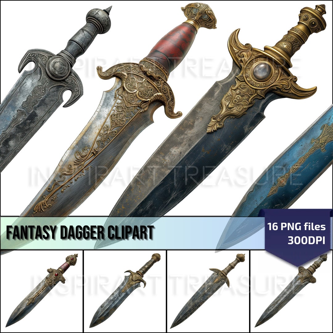 Fantasy Dagger Clipart Bundle, Medieval Dagger Designs for DIY Projects ...