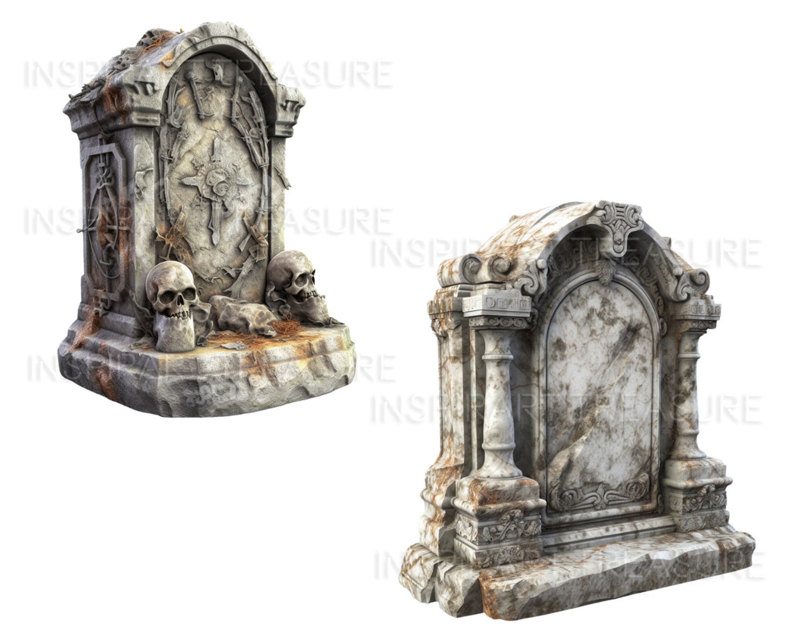 Vintage Headstone Clipart, Gothic Graveyard Imagery, Halloween Craft ...