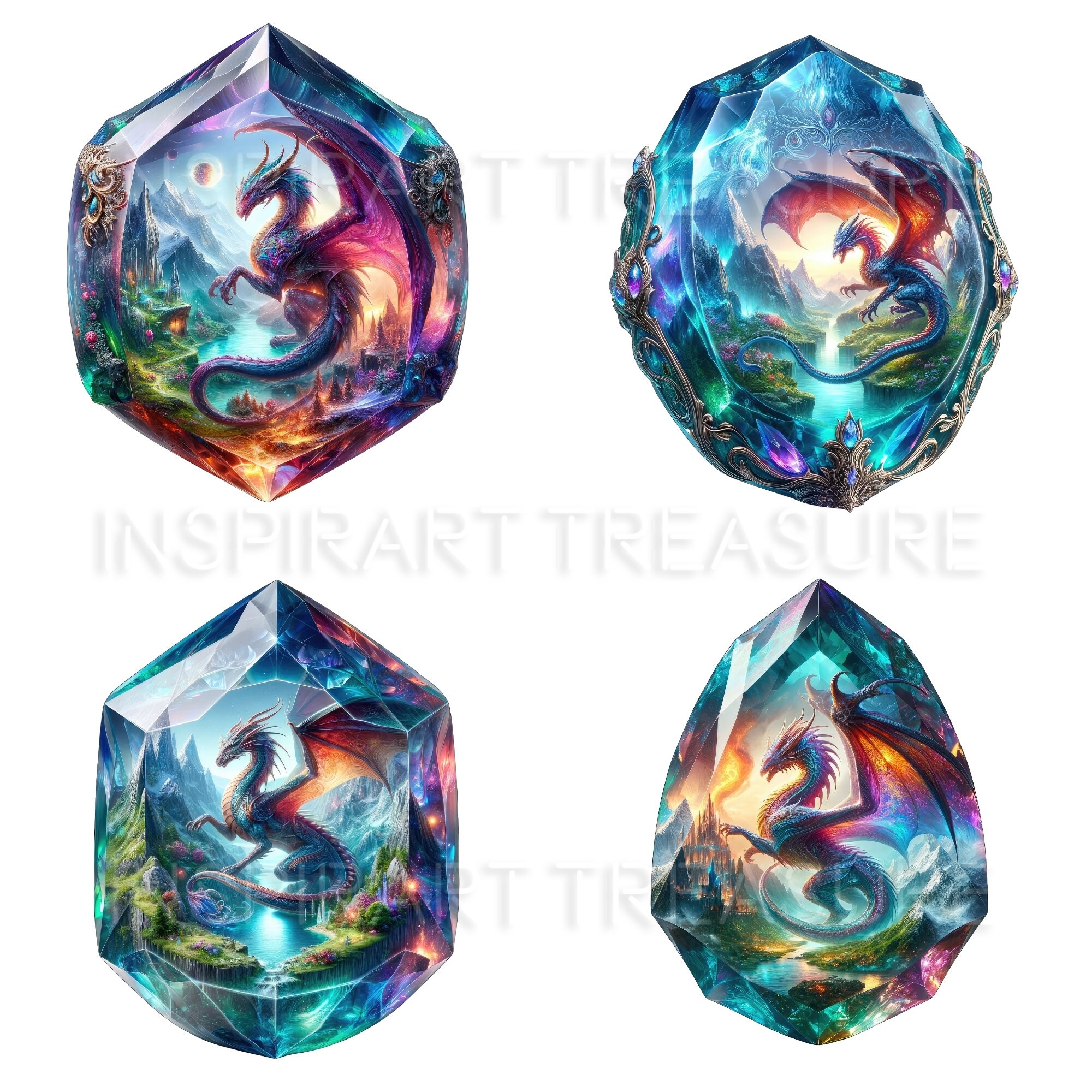 Mythical Creatures Clipart, Crystal Gemstones PNG, Enchanting Fantasy ...