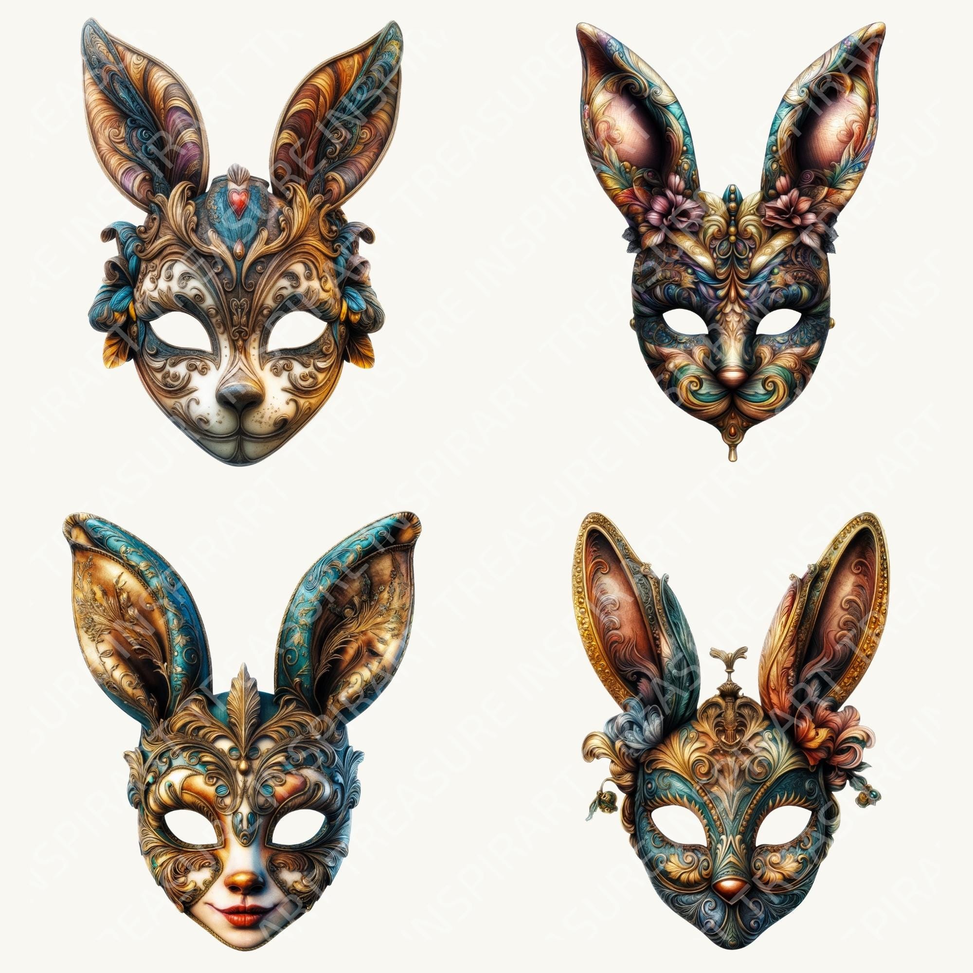 Fantasy Animal Masquerade Mask PNG Clipart Printable Animal Mask Full ...