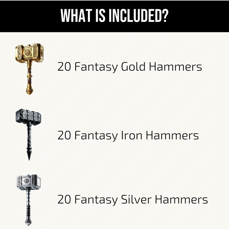 Fantasy Combat Hammer Clipart Collection, Medieval Barbarian War Hammer ...