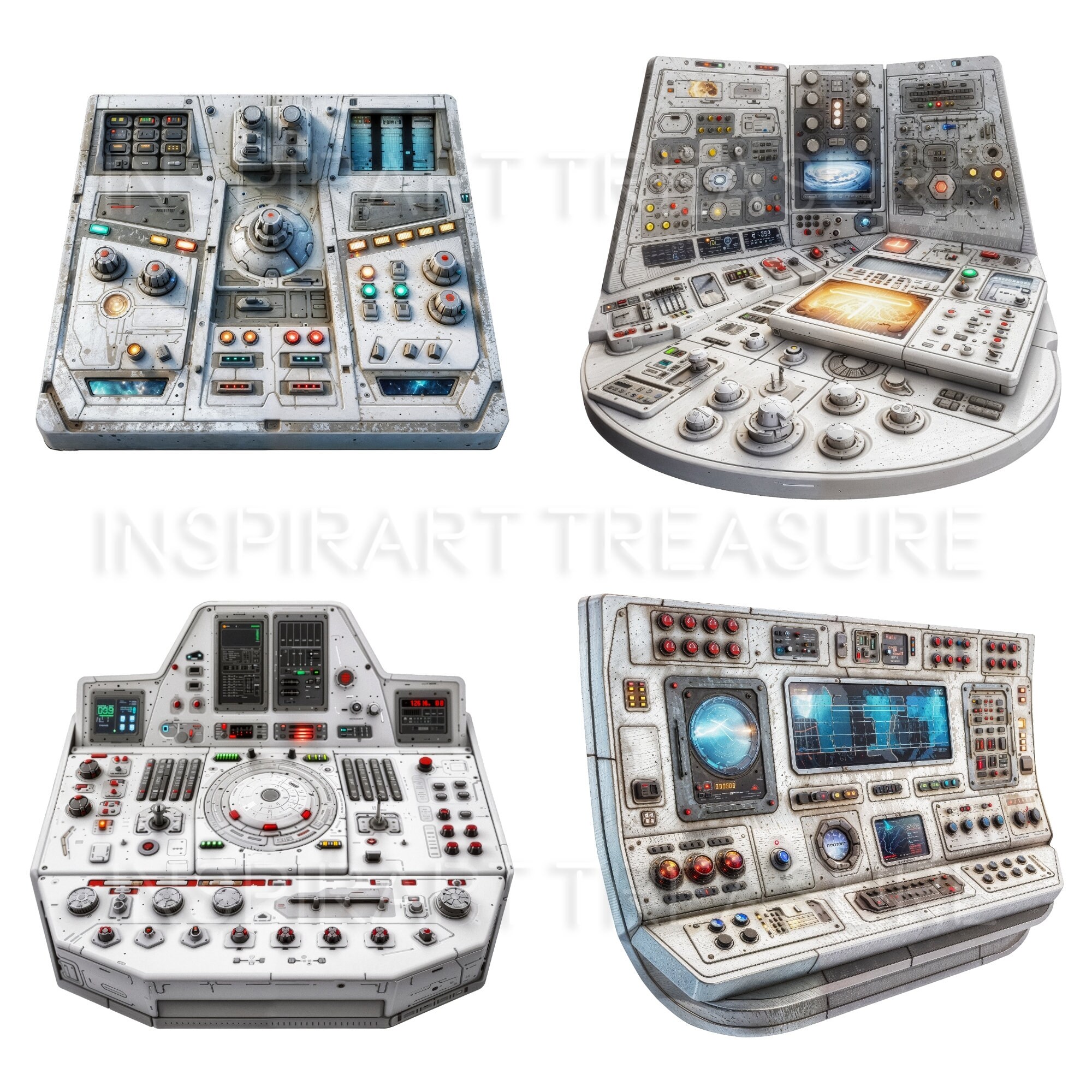 Watercolor Spaceship Control Panel Clipart Spaceship Junk Journal Page ...