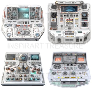 Watercolor Spaceship Control Panel Clipart Spaceship Junk Journal Page ...