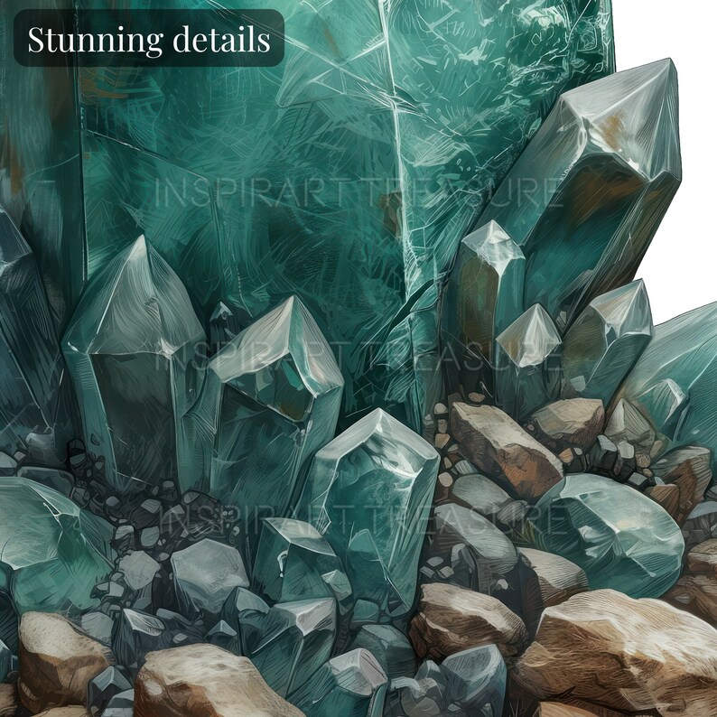 Watercolor Fairy Crystals Clipart, Fantasy Crystal Gems PNG, Fantasy ...