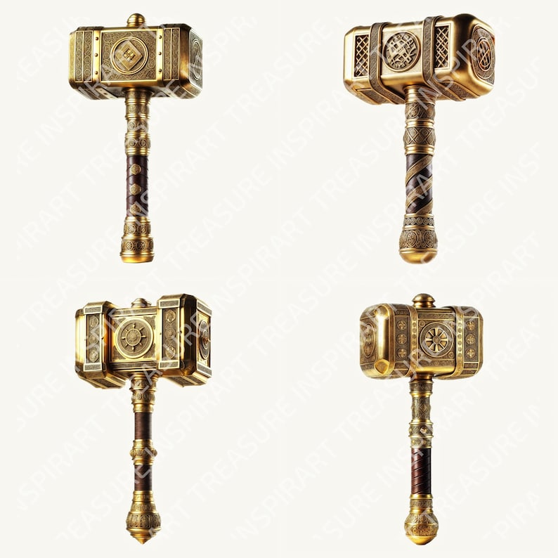 Golden War Hammer Clipart PNG Medieval Fantasy Weapon Combat Ready ...