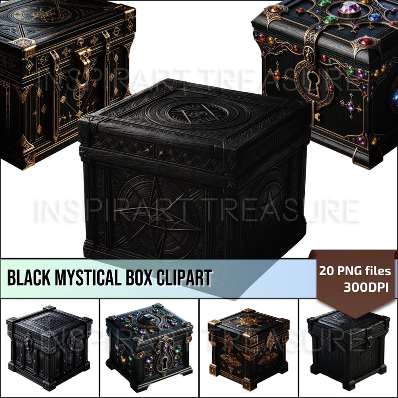 Dark Mystic Box Clipart, Fantasy Travel Box Mystical Gifts PNG Box DIY ...