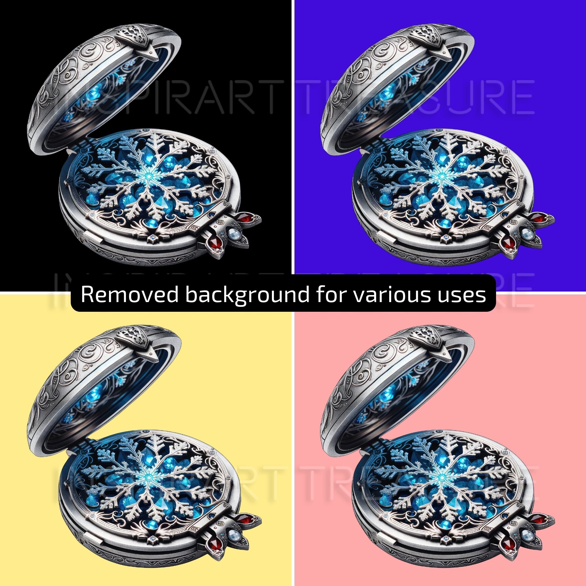 Enchanted Frost Locket Clipart, Enchanted Snowflake Digital Art ...