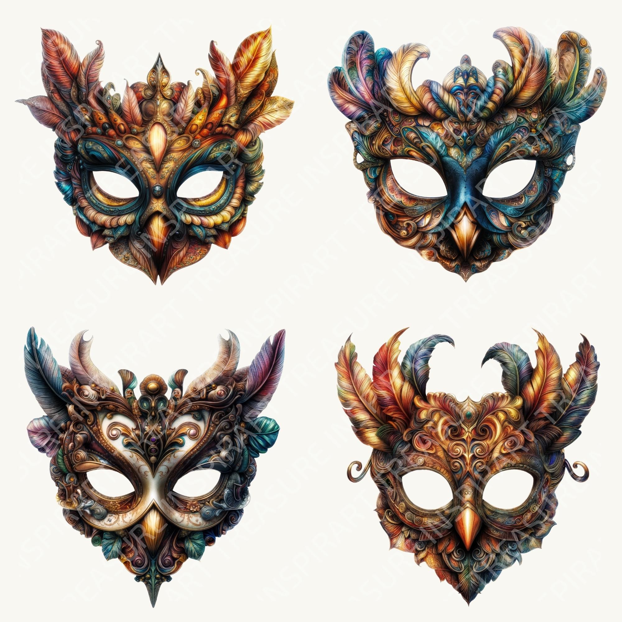 Fantasy Animal Masquerade Mask PNG Clipart Printable Animal Mask Full ...